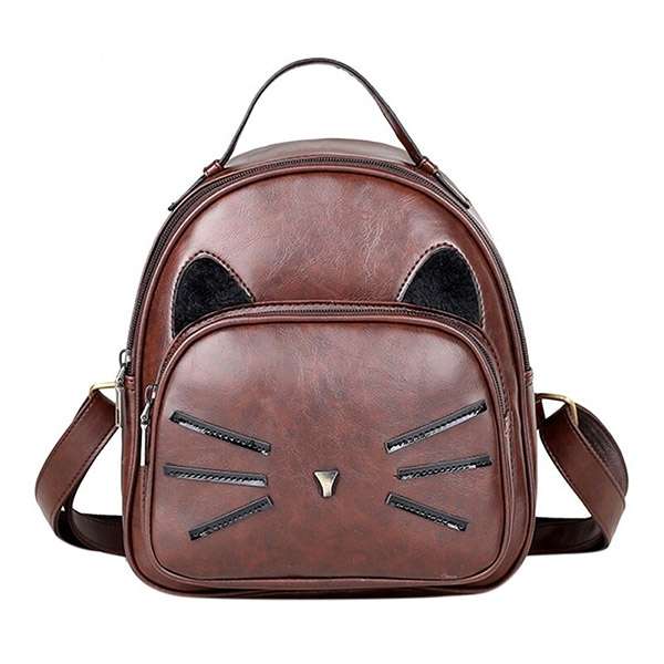 Leather Cat Printed Backpack | Catastic